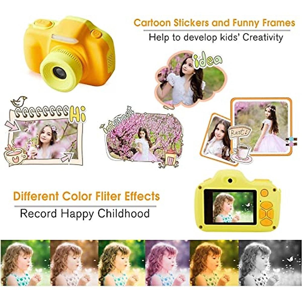 Digital Cameras for Photography Mini Portable Kids Camera 2.0in IPS Color Screen Children's Digital Camera with Photo/Video Function, HD 1080P Camera Children's Camera with Neck Lanyard for Gift