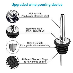 12PCS Liquor Bottle Pourers, Premium Liquor Pourers, Stainless Steel Olive Oil Spout, Speed Pour Spouts for Liquor Bottles, Bottle Pourers for Alcohol, with Sealed Dust Caps
