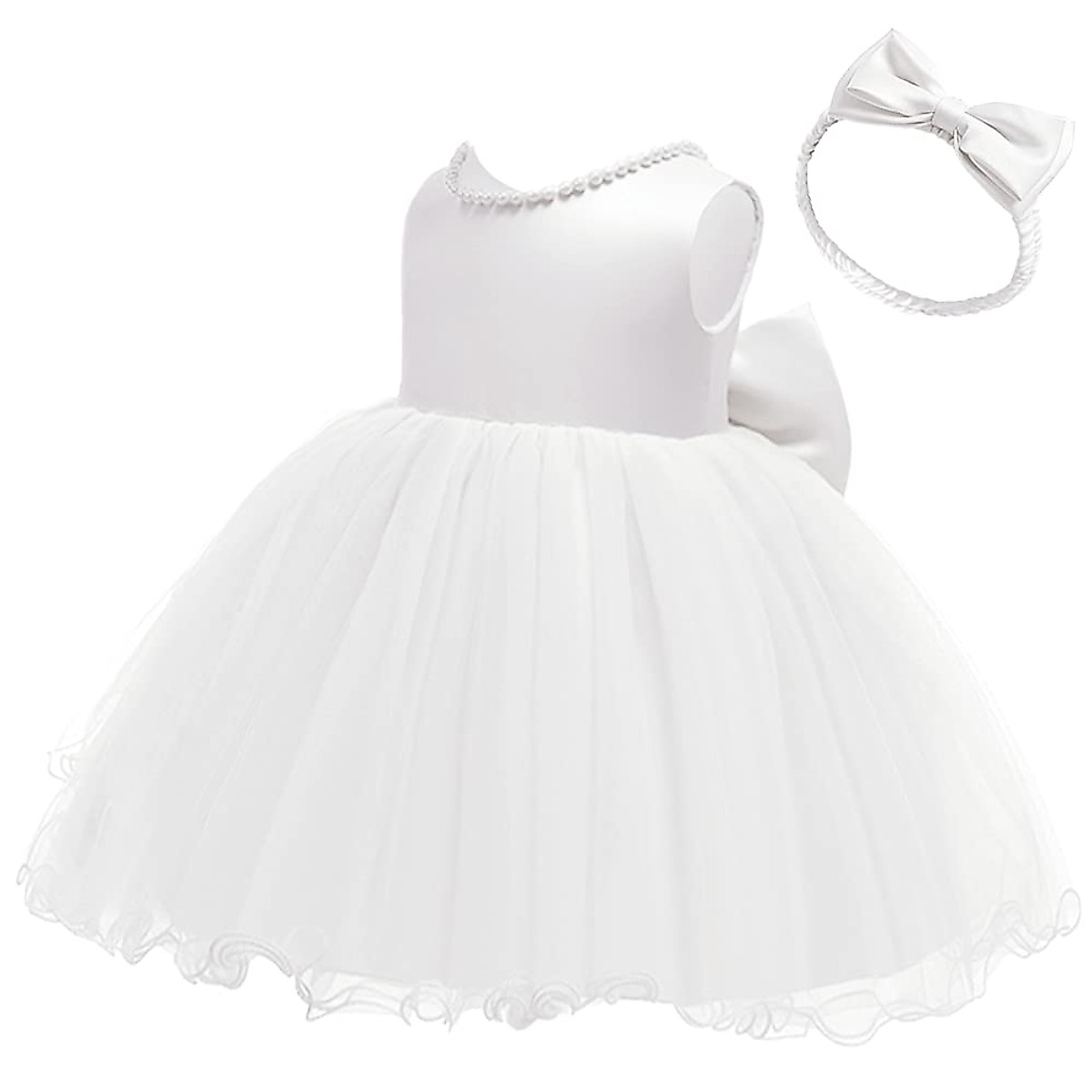 TUIJI Toddler Baby Party Christmas Easter Dresses Birthday Wedding Little Flower Girl Ruffled Pageant Formal Dress 18M 24M White 90