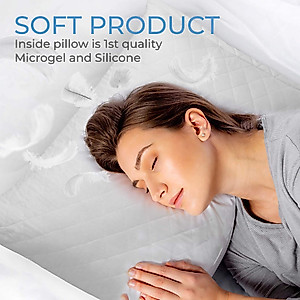 Diamond Elegant Bed Pillows for Sleeping Queen Size 4 Pack Pillows, Hotel Pillows for Side Back & Stomach Sleepers, 100% Cotton Cover, Microfiber Washable Queen Pillows Set of 4