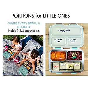 Stainless Steel Mini Lunch Box for Toddler Daycare, Baby Bento for Kids, Eco Metal Portion Sections Leakproof Lid, Pre-School Lunches and Snack Container Ages 3 and up (Soft Green)
