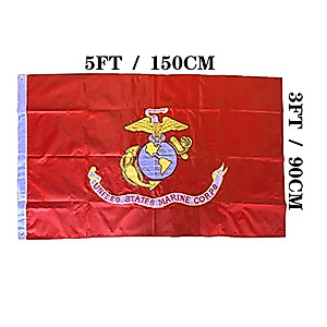 Jayus Embroidered US Marine Corps (USMC) Military Flags 3x5 Outdoor- 340D Heavy Duty Nylon Double Sided USMC Flag Banner with 2 Grommets
