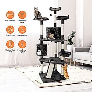 79in Cat Tree Tower for Indoor Cats Multi-Level Cat Furniture Condo Kitten Kitty Pet House with Scratching Posts, Plush Perch, Condo and Hammock