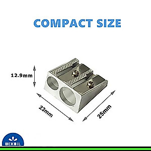WEKOIL Pencil Sharpeners Manual Twin Metal Dual Sharpening Blade Double Holes Rectangular Pencil Sharpener for Colored Graphite Pencils Crayons Jumbo, Pack of 4,Silver