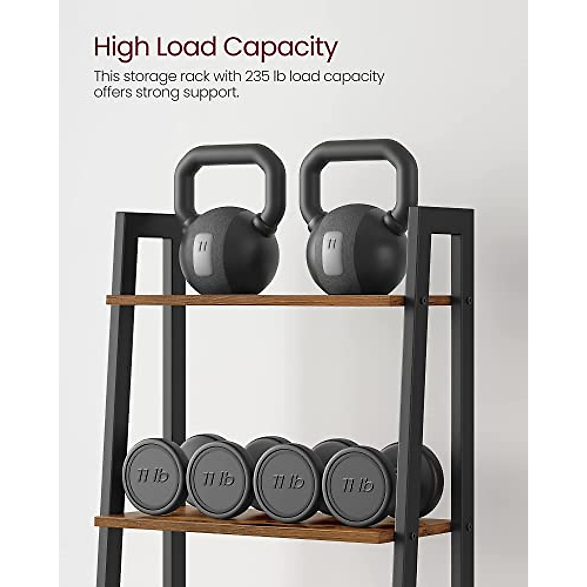 VASAGLE ALINRU 5-Tier Bookshelf, Industrial Bookcase and Storage Rack, Wood Look Accent Furniture with Metal Frame, 22.1 x 13.3 x 67.7 Inches, Rustic Brown