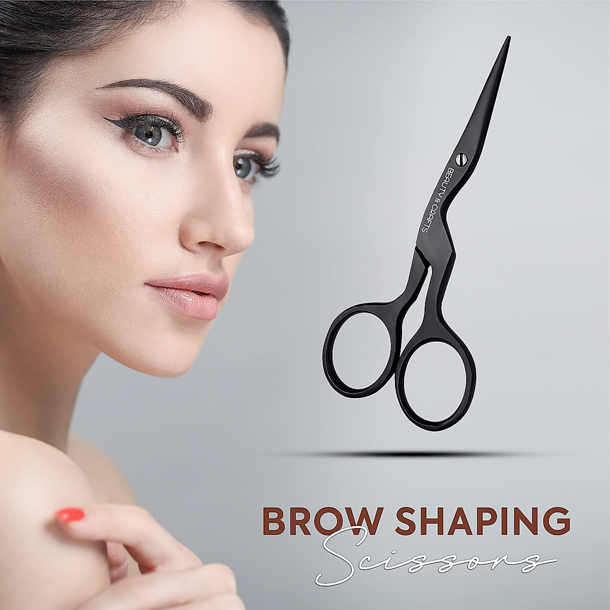 Beauty & Craft Pack of 2 Japanese Beard Mustache Scissors including beard & Mustache Combs and German Eyebrow Nose Scissors including Comb Brush, Complete grooming kit for facial hairs.