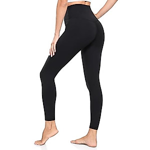 YUNOGA Women's Soft High Waisted Yoga Pants Tummy Control Ankle Length Leggings (M, Black)