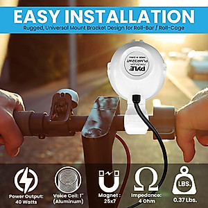 Pyle 3.5” Waterproof Off-Road Speakers - 40W Marine Grade Passive Woofer Sound System Full Range Outdoor Audio Stereo Speaker for Motorcycle, Car, ATV, 4x4, Jeep, Boat, Includes Brackets (White)