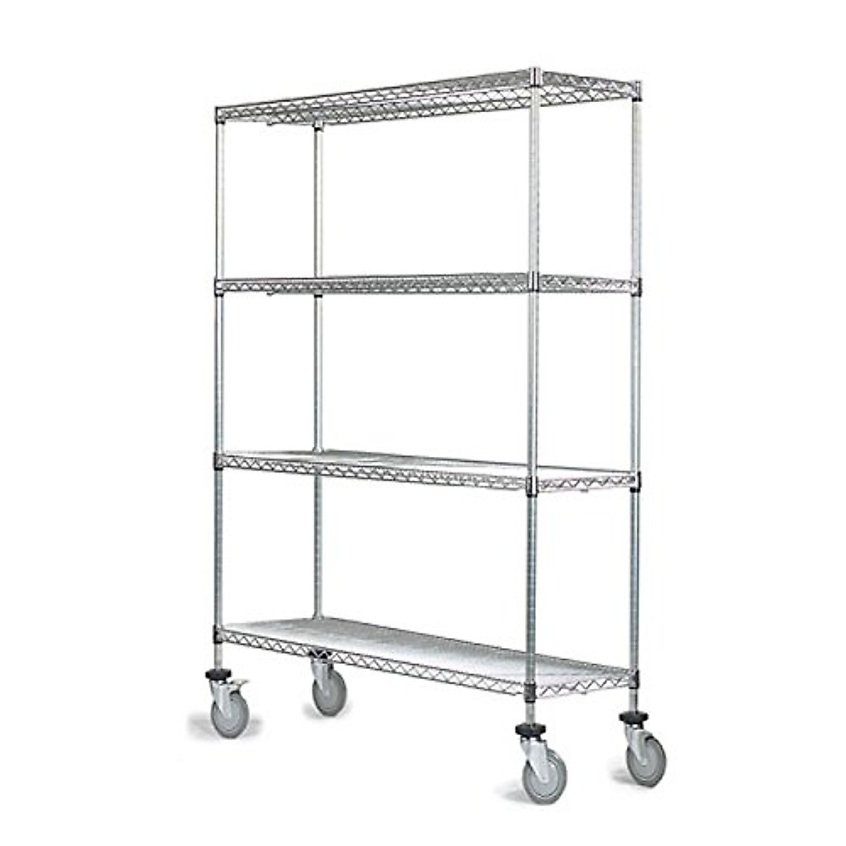 Omega 30" Deep x 60" Wide x 80" High 4 Tier Stainless Steel Wire Mobile Shelving Unit with 1200 lb Capacity
