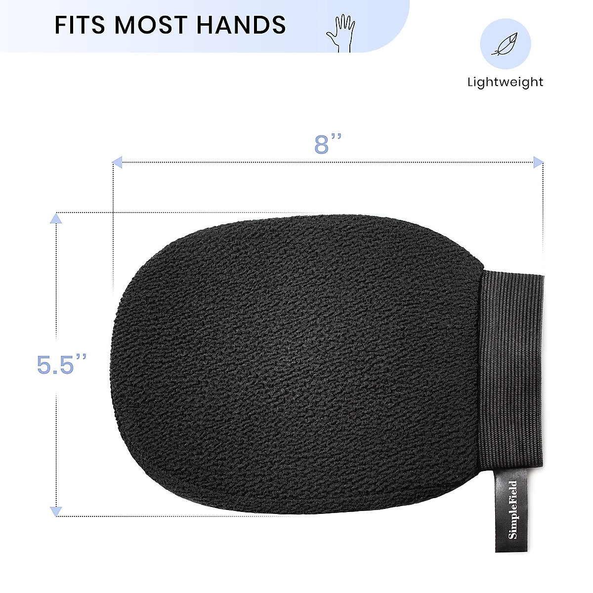 SimpleField Korean Exfoliating Mitt for Remove Dead Skin. 2 Pack 100% Viscose Kessa Deep Exfoliating Gloves for Body Scrub, Keratosis Pilaris and Self Tanning. Easily Smooth Skin Surface.