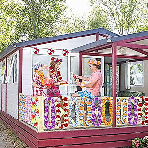 INNOCHEER Hawaiian Leis 80Pcs, Hawaiian Party Decorations of Flowers Necklaces, Headbands and Wristbands - Luau Party Supplies, Summer Beach Vacation, Tropical Themed Party Favors, Birthday, Wedding