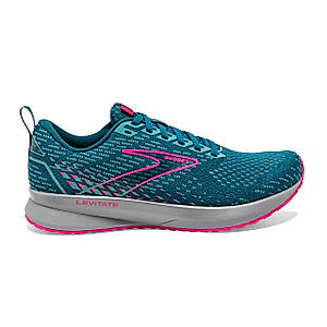Brooks Women's Levitate 5 Neutral Running Shoe - Blue/Porcelain/Pink - 8.5 Medium