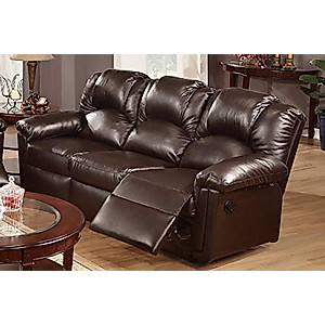 Hollywood Decor Delnice Motion Sofa Featuring Wide Cushions in Bonded Leather (Brown)