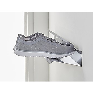 j-me Horizontal Shoe Rack Organizer Mounted Wall Storage Shelf - Shoe Holder Keeps Heels, Sneakers and Sandals Off The Floor (Steel - 48 Inches)