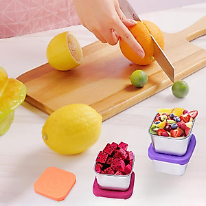 ZHAO Stainless Steel Snack Containers with Silicone Lids Small Metal Food Storage Containers Lunch Snack Condiment Sauce Storage Set for Travel, Picnic, Office (4)