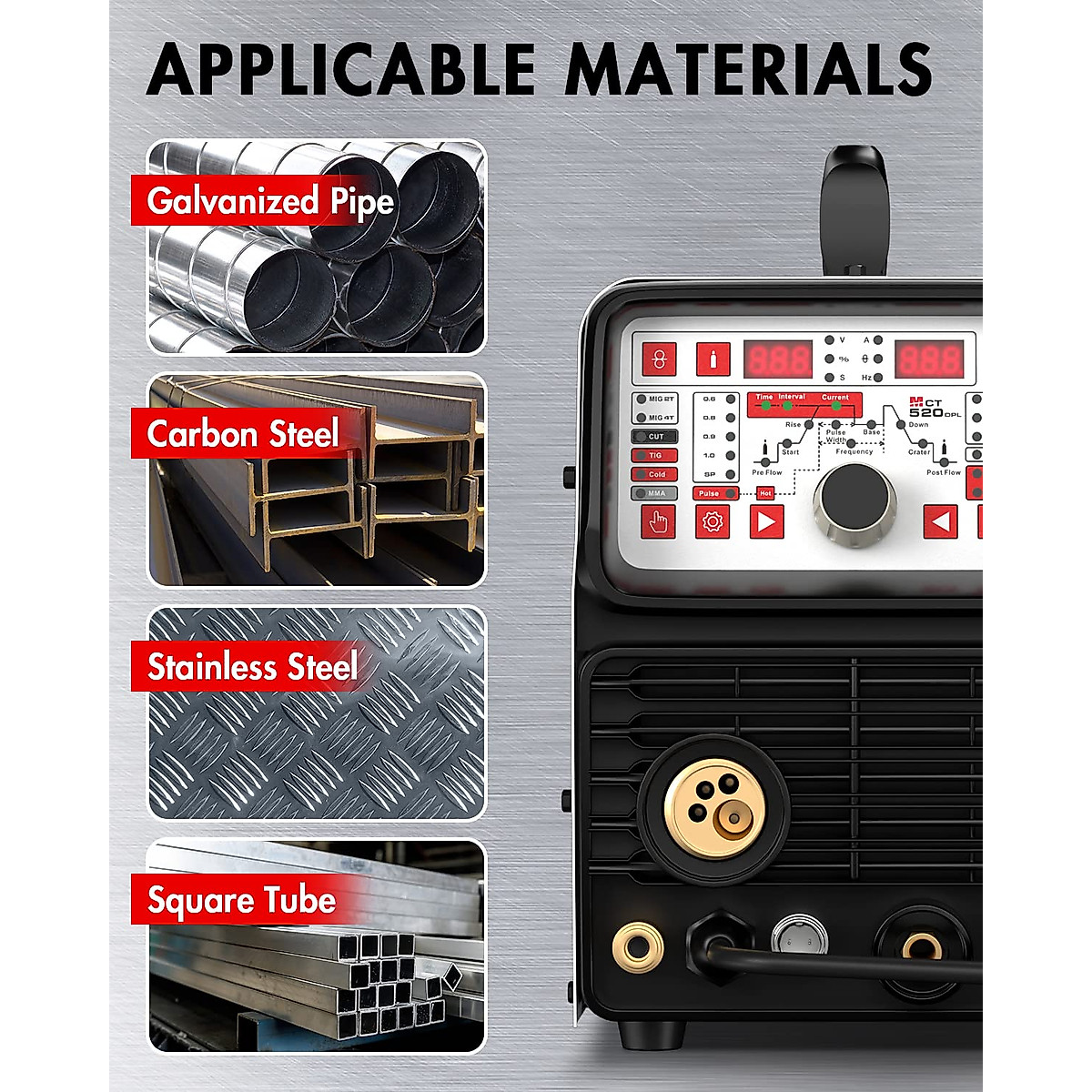 ANDELI 220V Aluminum MIG Welder,MIG TIG CUT COLD & MMA MIG Welding and Flux Welding without Gas Cold Welder 5 in 1 Multiprocess Welder Aluminum Welding Machine