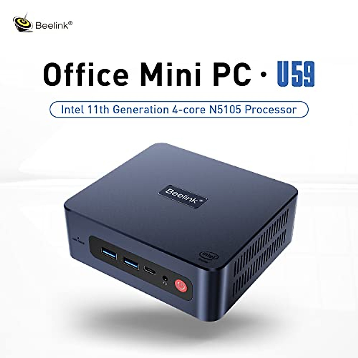 Beelink Processor N5105(up to 2.9GHz), U59 Pro Mini PC, Mini Desktop Computer with 16GB DDR4 + 500GB SSD, Supports 4K Dual HDMI/Type-C, Dual WiFi, BT4.0 Small Computer