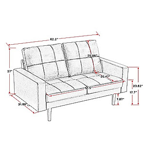 Loveseat Sofa Couch, Pu Leather Modern Couch For Living Room With High-Density Foam Cushion, Accent Love Seat Sofa With Spacious Seat Comfy Futon Couch With Solid Wood Legs For Bedroom, Office (Green)