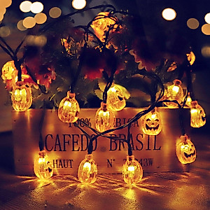 Hann Solar String Lights, 30 LEDs Pumpkin Waterproof Outdoor Halloween String Lights Solar Powered Globe Fairy String Lights for Garden, Yard, Home, Landscape,Christmas Party (2 Pack)