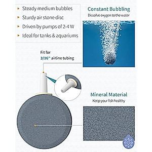 Pawfly Aquarium Air Stone Disc Bubbler 1.5 Inch Bubble Release Tool Round Oxygen Diffuser for Nano Air Pumps Fish Tanks Buckets Small Ponds and DWC Reservoirs, 4 Pack