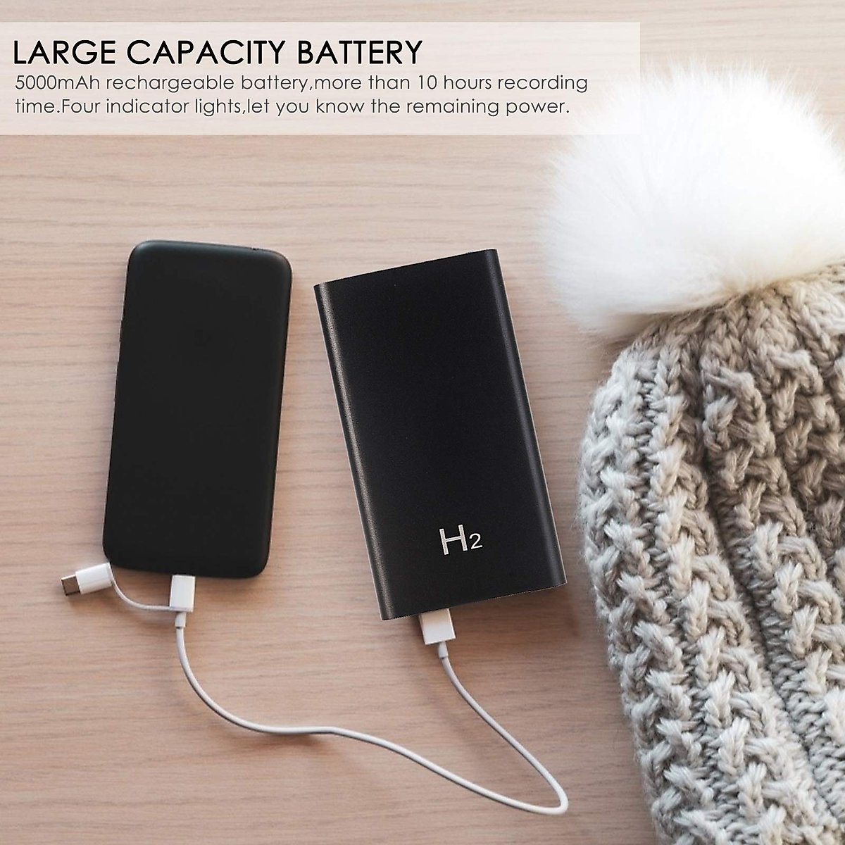 CAMAKT Hidden Camera, HD 1080P 5000mAh Portable Digital Power Bank Spy Camera, Long Time Video Recording with Loop Recording Wireless Security Nanny Cam for Home and Office, No WiFi Function.