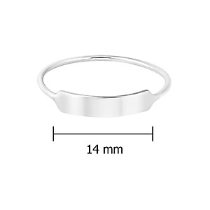 AeraVida Dainty Sleek Shiny Simple Engravable Rectangle Bar .925 Aesthetic Sterling Silver Ring for Woman - Size 7