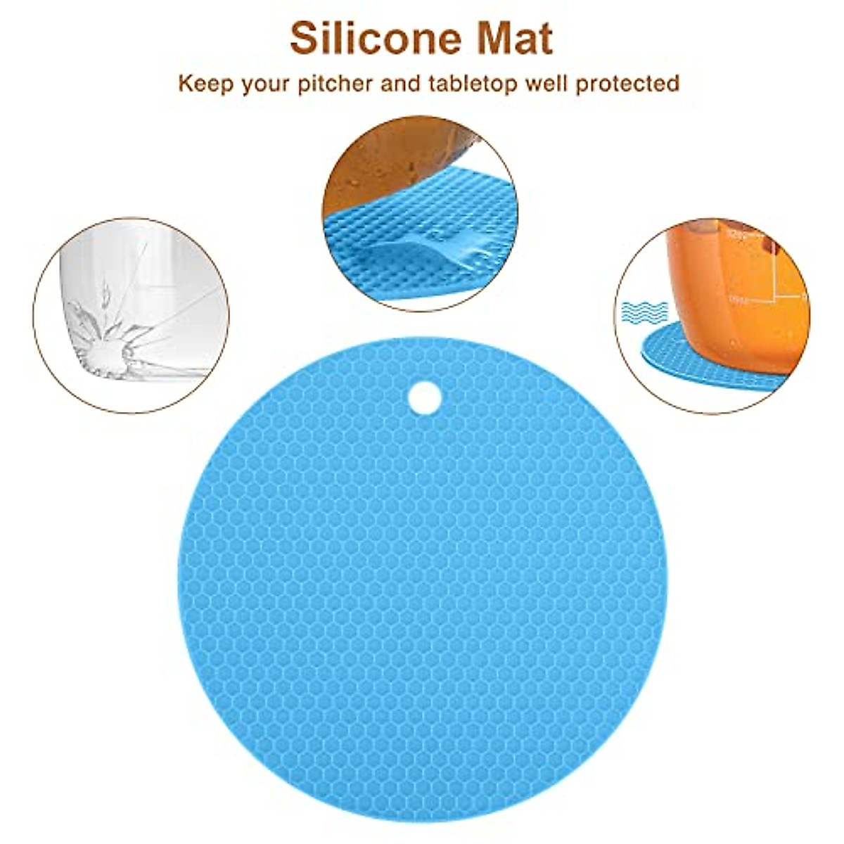 Glass Pitcher, 91 oz/2.7L Glass Water Pitcher with Lid and Handle, Carafe Pitcher for Beverage, Hot Cold Drinking, Boiling water on electric stove, Stainless Steel Lid and Borosilicate Glass