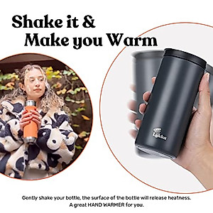 Lykka Travel Coffee Mug Spill Proof, Smart Mug/Hand Warmers Insulated Tumbler - Smart Hot Water Bottle Sport Neck Cooling Bottle Smart Thermal Coffee Travel Mug 14 oz