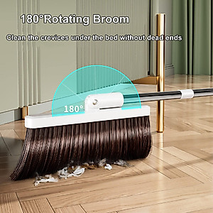 Broom and Dustpan Set, Broom and Dustpan, Broom and Dustpan Set for Home, Kitchen Broom and Dustpan Set, Upright Standing Dustpan and Sweeping Broom Combo, for Office Home Kitchen Lobby Floor Use