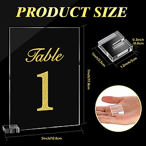 25 Pcs 5 x 7 Inch Acrylic Wedding Table Numbers 1-25 with Stand Clear Acrylic Table Number Holder Printed Numbers Table Place Signs Decoration for Wedding Reception Event Party Restaurant
