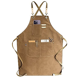 carrotez Chef Apron, Waterdrop Resistant Cotton Canvas Cross Back Adjustable Apron, M-XXL