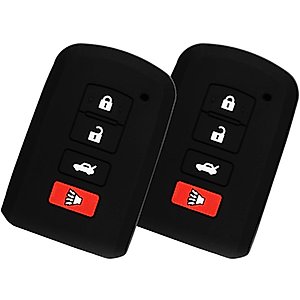 KeyGuardz Keyless Entry Remote Car Smart Key Fob Outer Shell Cover Soft Rubber Protective Case for Toyota Avalon Camry Corolla Highlander Rav4 HYQ14FBA (Pack of 2)