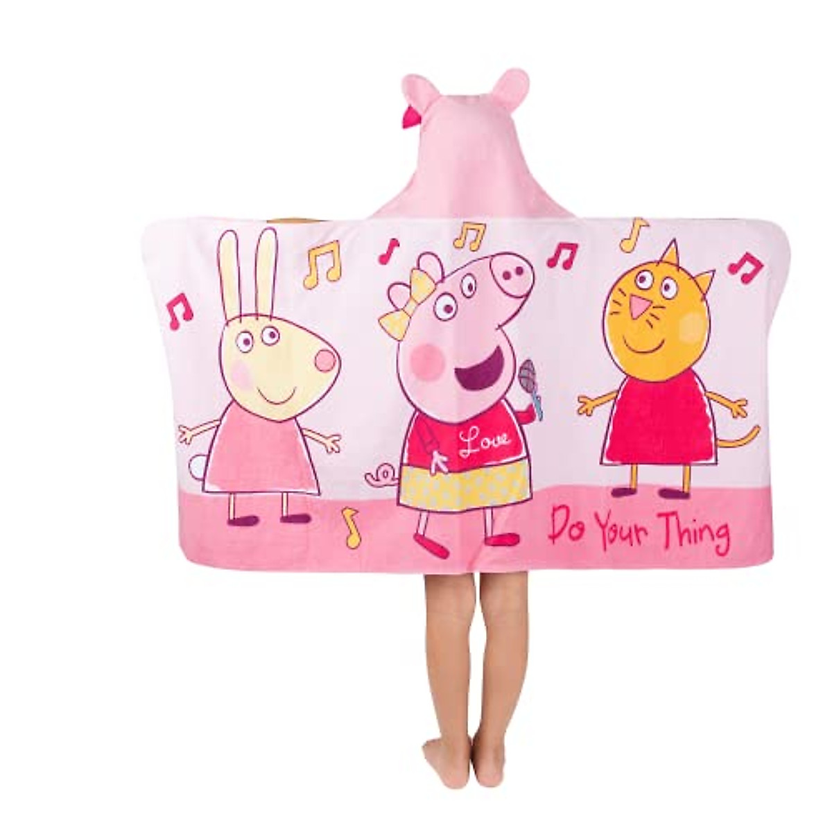 Franco Peppa Pig Kids Bath/Pool/Beach Soft Cotton Terry Hooded Towel Wrap, 24 in x 50 in