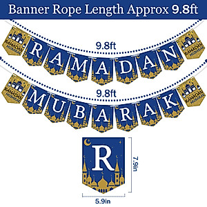Ramadan Mubarak Banner - Ramadan Mubarak Decoration - Ramadan Mubarak Party Decorations Supplies - Mubarak Bunting Banner - Mubarak Home Mantle Fireplace Hanging Banner - No Assembled Required