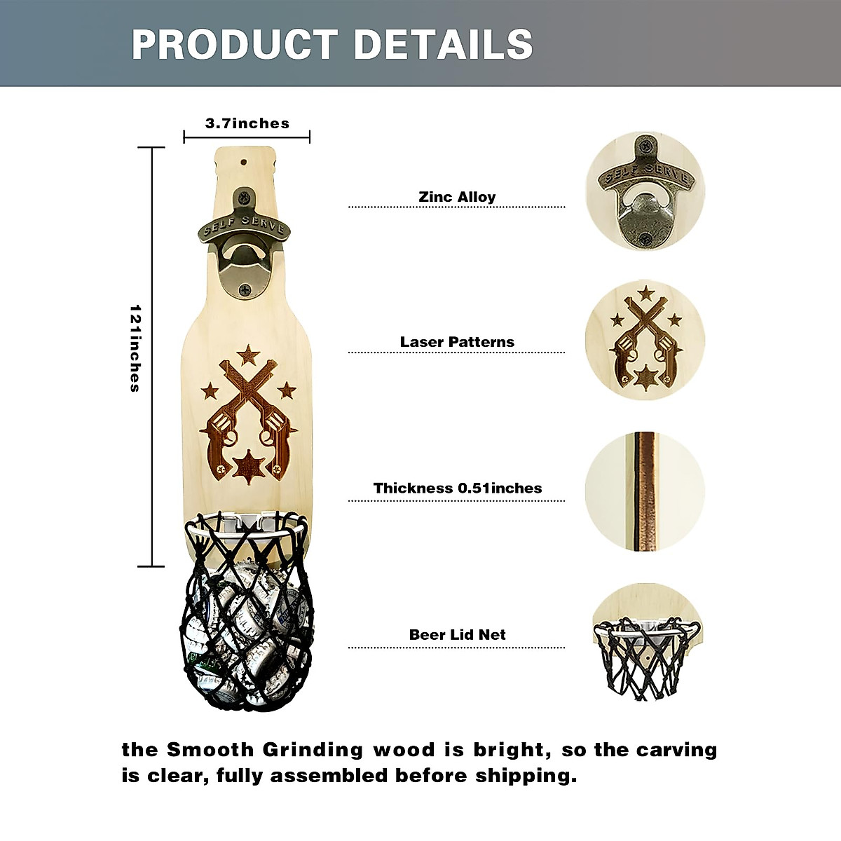 KingLive Bottle Opener - Funny Beer Bottle Opener with Wall Mounted Cap Catcher, Fun and Unique Gifts for Men, Dad, Father, Him, Perfect for Kitchen, Living Room, Bedroom, Outdoor, and Bar Decor