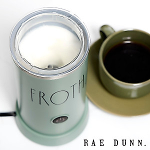 Rae Dunn Electric Milk Frother Steamer -Stylish Automatic Milk Steamer and Frother, Milk Warmer, Hot and Cold Foam Maker for Coffee, Latte, Cappuccino, Macchiato - 550 Watt (Sage)