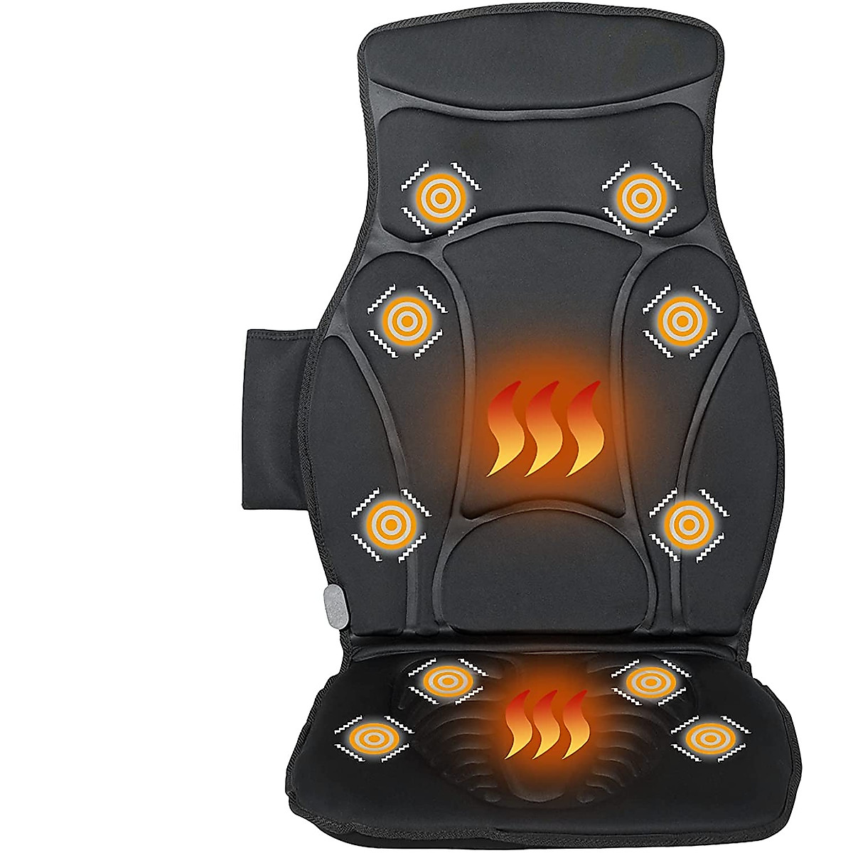 ERGOMASTER Vibration Massage Seat Cushion with Heat 10 Vibrating Motors and 2 Heat Levels, Back Massager, Massage Chair Pad for Home Office Use, Corded Electric, Black, 41.5"