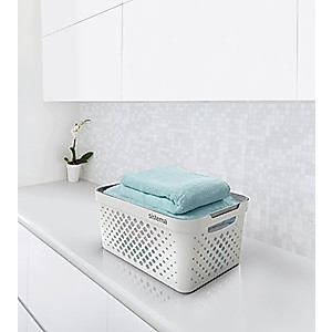 Sistema Stack 'n' Nest Basket-18.5 Litre, White/Grey, 40.8 x 28.8 x 18.9 cm