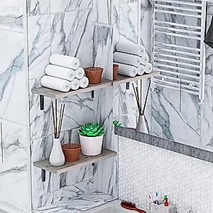 MDLUFFY Floating Shelves Set of 2 Home Decor Wall Mounted Rustic Retro Storage Shelf Rack for Office Bedroom Living Room