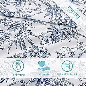 Tommy Bahama - King Sheets, Cotton Percale Bedding Set, Crisp & Cool, Stylish Home Decor (Pen and Ink Palm Blue, King)