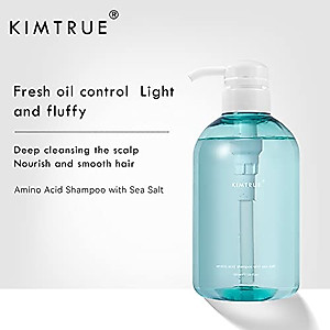 Kimtrue Amino acid Shampoo with Sea Salt,sulfate free hair shampoo for oily hair and itchy scalp Anti dandruff oil control Repair (16.91 Fl Oz (Pack of 1), For Oil Hair)