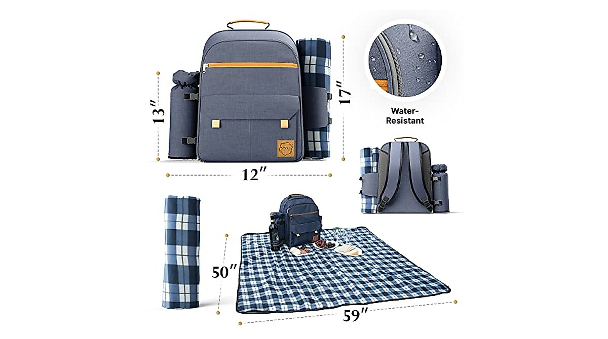Savvy Comfort Picnic Backpack Set for 4 - Durable, All-in-One Outdoor Kit