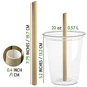 Friendly Straw 150 Pack Biodegradable Jumbo Smoothie and Milkshake Straws, 7.75" x .4" Extra Wide Disposable Kraft Paper Straws Bulk Pack
