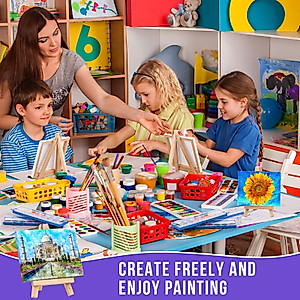 Fuutreo Watercolor Paint Sets 3x4 Mini Canvas Easel Paints Brush Set Kids Art Party Favors and Party Supplies Watercolor Paint Favors Washable Bulk for Kids Birthday Prizes(48 Pcs)