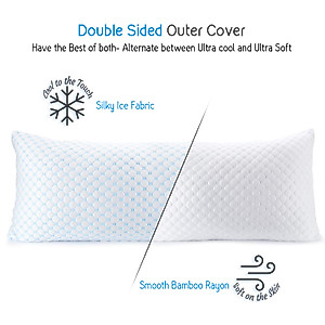 Nestl Cooling Body Pillow - Memory Foam Body Pillow, Cooling Body Pillows for Adults, Gel Infused Cooling Pillow, Adjustable Body Pillows for Sleeping, Breathable Bed Pillows, 20x54 Inch Long Pillow