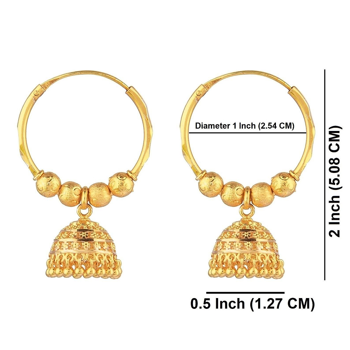 Efulgenz Gold Tone Jhumka Jhumki Hoop Earrings Indian Earrings for Women Traditional Bollywood Jhumka Jhumki Dangle Earrings Set for Women Indian Jewelry for Women Earrings