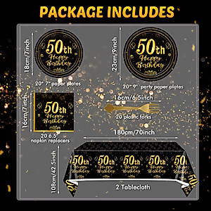 82 Pcs 50th Anniversary Decorations 50th Birthday Decorations Back in 1973 50th Wedding Anniversary Party Supplies Disposable Tableware set Plates Napkins Forks Table Covers Supplies for Men