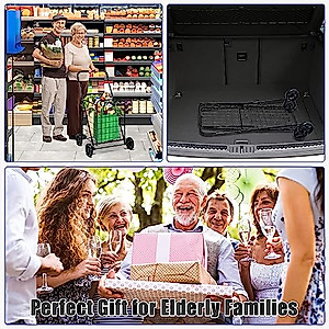 IRONMAX Grocery Shopping Cart, Foldable Heavy Duty Utility Cart w/Large Wheels for Easy Installation and Removal, Lightweight Trolley Cart for Grocery Laundry Luggage (Black)