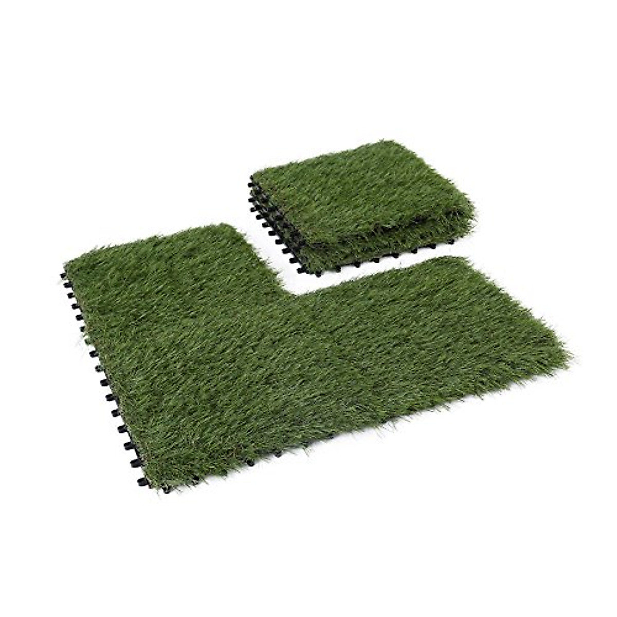 GOLDEN MOON Artificial Grass Turf Tile Interlocking Self-draining Mat, 1x1 ft, 1.5 in Pile Height, 6 Pack