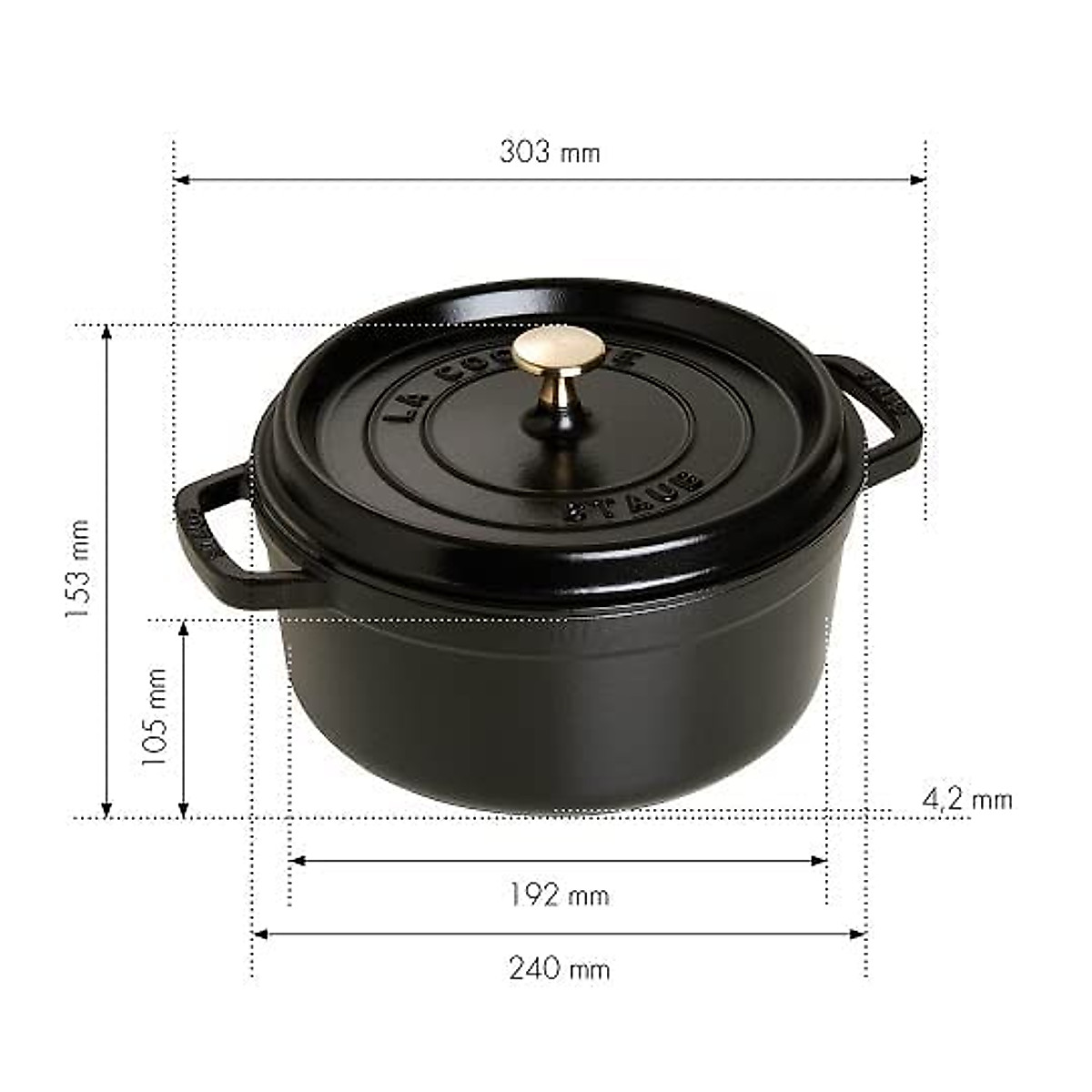 Staub Round Dutch Oven 4-Quart Matte Black